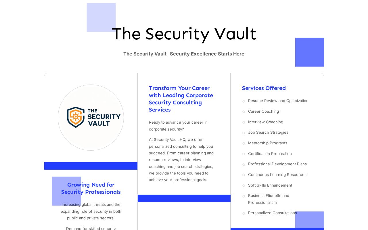 The Security Vault | Corporate Security Development